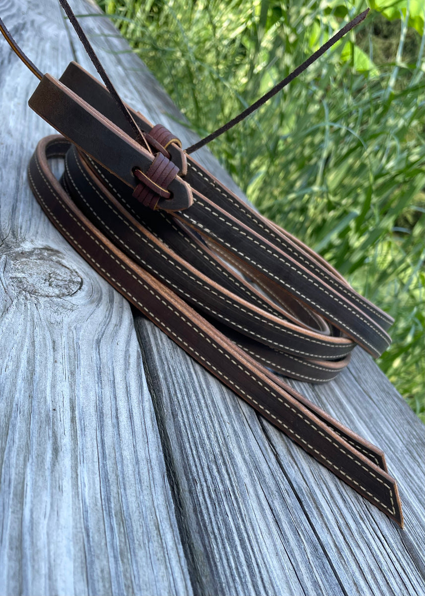 Stitched harness leather split reins – Crooked Horn Leather Company